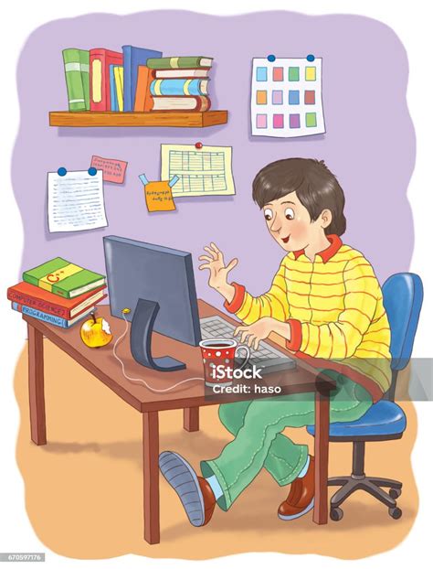 프로그래머 직업 어린이를위한 그림 색칠하기 페이지 재미있는 만화 캐릭터 과학에 대한 스톡 벡터 아트 및 기타 이미지 과학 귀여운 그림책 Istock