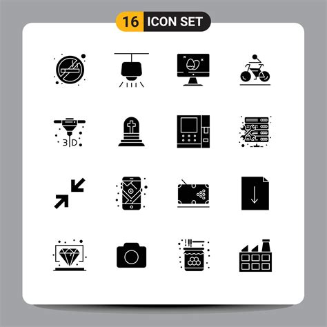 16 Thematic Vector Solid Glyphs And Editable Symbols Of Direct Cycling