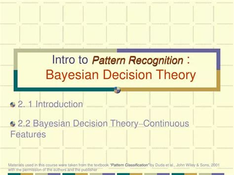 Ppt Intro To Pattern Recognition Bayesian Decision Theory