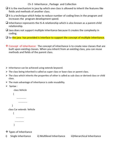 Ch 3 Inheritance Package And Collection Pdf