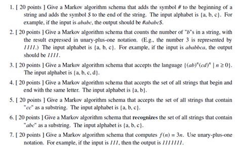 Solved Question 1 20 Points Give A Markov Algorithm Schema
