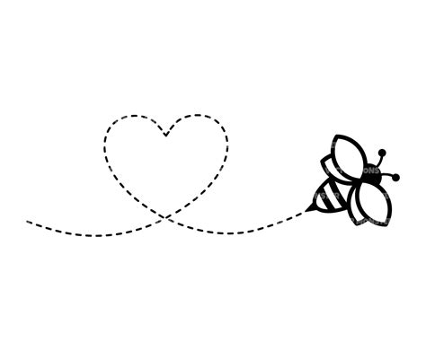 Bee Svg Heart Dotted Line Svg Honeybee Bumblebee Heart Trail Heart Path Vector Cut File
