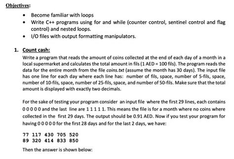 Solved Objectives Become Familiar With Loops • Write C
