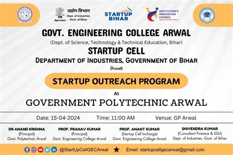 Startup Cell Gec Arwal On Linkedin Startuparwal Entrepreneurship Innovation Startupbihar