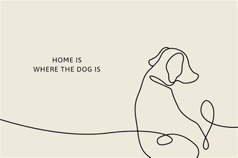 개 의 연속 라인 드로잉 프리미엄 벡터