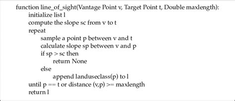 The Line Of Sight Calculation Algorithm In Pseudo Code The Function Download Scientific