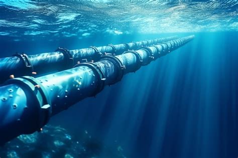 Underwater Pipeline For Oil And Gas Transport Metal Conduit In Ocean