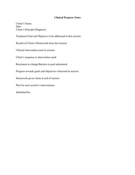 Clinical Progress Notes Template