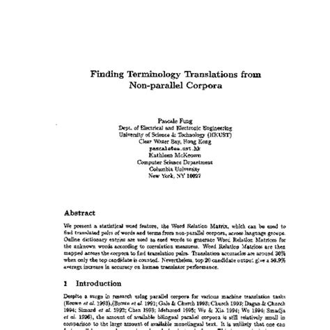 Finding Terminology Translations From Non Parallel Corpora Acl Anthology