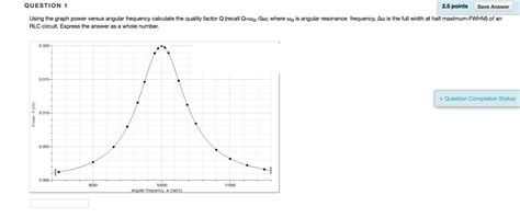 Solved Using The Graph Power Versus Angular Frequency Chegg