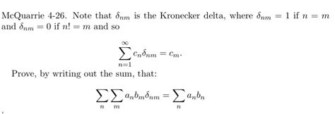 Solved Mcquarrie 4 26 Note That δnm Is The Kronecker Delta