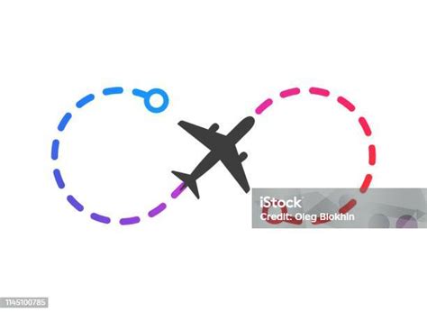 A 지점에서 지점 B 벡터 일러스트 레이 션에 비행기 비행 노선 흰색 배경에 고립 된 간단한 평면 마일에 대한 스톡 벡터 아트