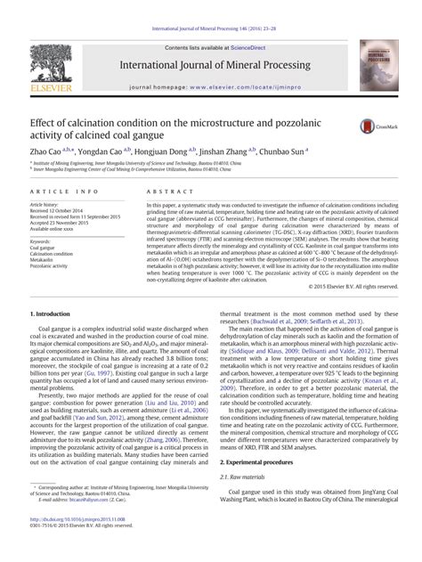Pdf Effect Of Calcination Condition On The Microstructure And Pozzolanic Activity Of Calcined