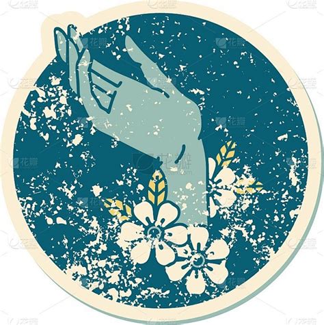 心疼贴纸纹身风格的手图标