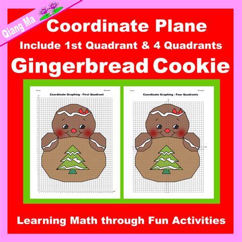 Christmas Coordinate Plane Graphing Picture Gingerbread Cookie Classful
