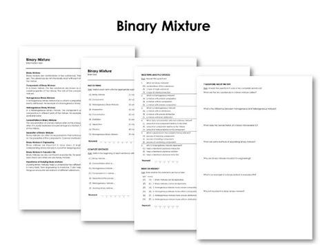 Binary Mixture Teaching Resources
