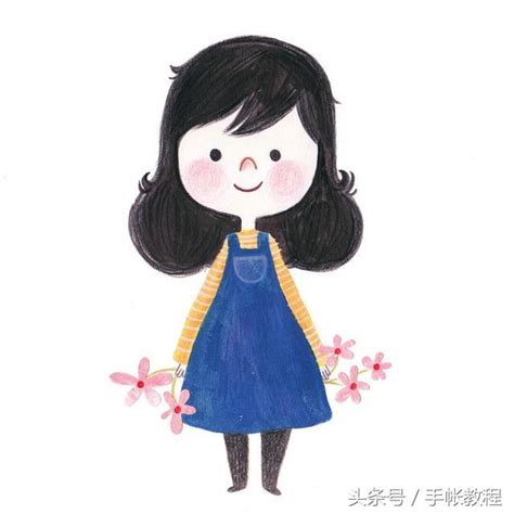 萌萌噠小女孩手繪簡筆畫水彩 每日頭條