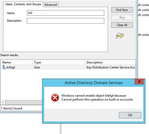 Krbtgt Account Disabled How Can I Enable It Software And Applications Spiceworks Community