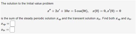 Solved The Solution To The Initial Value Problem Chegg Com