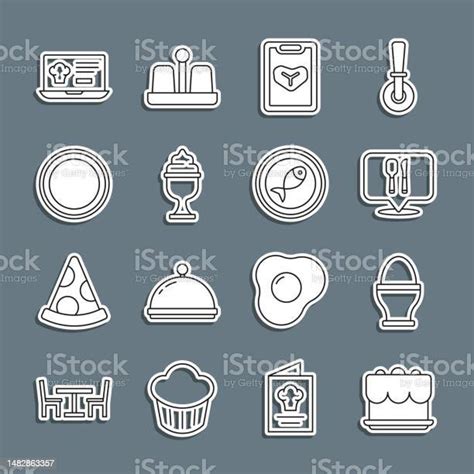 세트 라인 케이크 스탠드에 닭고기 달걀 카페 레스토랑 위치 레스토랑 카페 메뉴 그릇에 아이스크림 접시 온라인 주문 배달 및