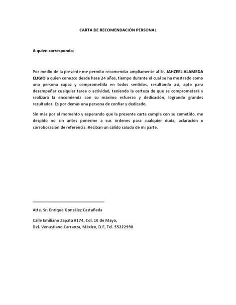 Carta De Recomendacion Que Conozco A Una Persona Clara Diary