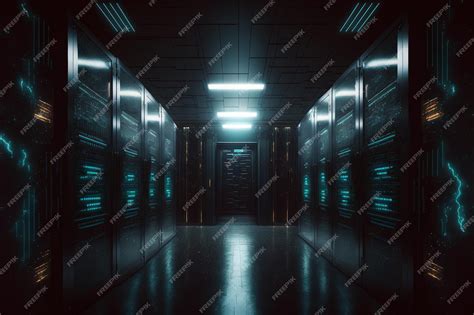 Premium Photo Servers Data Center Room With Computers And Storage System And Lights Generative
