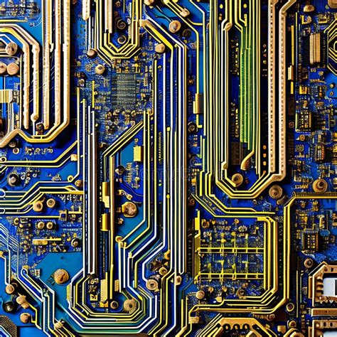 A Digital Interpretation Of A Circuit Board With Intricate Patterns And Textures Resembling The