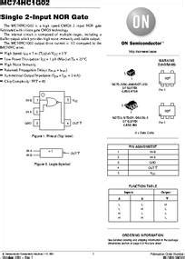 MC74HC1G02DFT2 Datasheet Single 2 Input NOR GATE Package SC 88A SOT 353