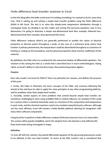 Finite Difference Heat Pdf Heat Partial Differential Equation