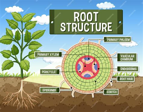 Premium Vector Internal Structure Of Root Diagram
