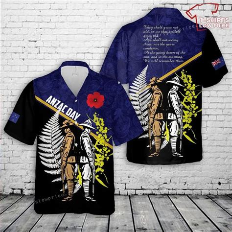 New Zealand Anzac Day We Will Remember Hawaiian Shirt T Shirts Low Price