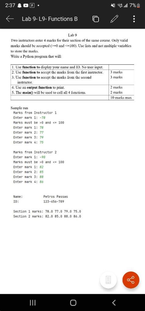 Solved Two Instructors Enter 4 Marks For Their Section Of