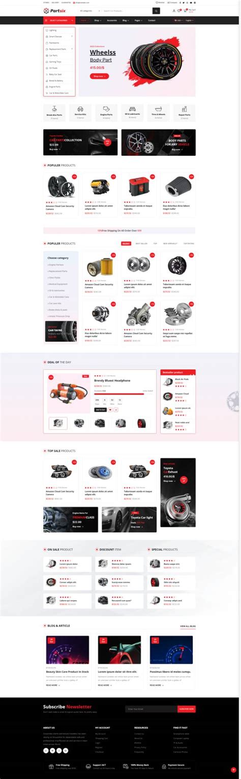 汽车配件网上商城设计，汽车用品销售网站设计模板 17素材网