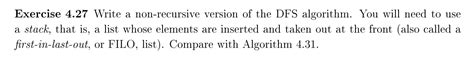 Solved Exercise 427 Write A Non Recursive Version Of The