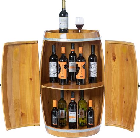 Vintiquewise Wooden Wine Barrel Shaped Wine Holder Bar