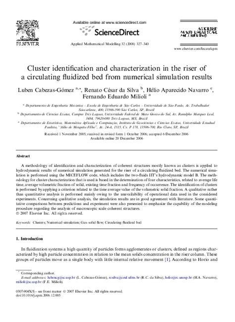 Pdf Cluster Identification And Characterization In The Riser Of A