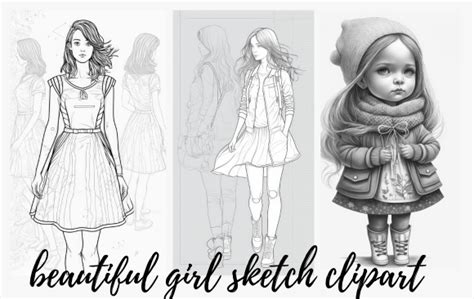 Beautiful Girl Sketch Clipart Afbeelding Door Lightcameraactionschool