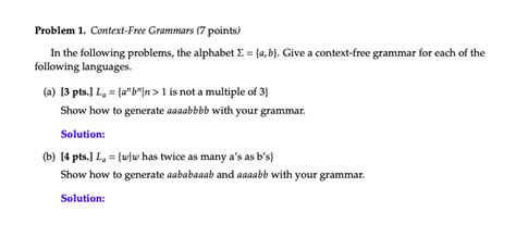 Solved Problem Context Free Grammars Points In The Chegg