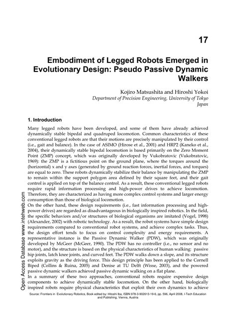 Pdf Embodiment Of Legged Robots Emerged In Evolutionary Design