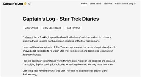 Building A Star Trek Fan Blog With Hugo And Tinacms Mesut · Me