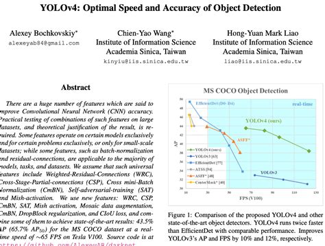 논문리뷰 Cv Yolov4 Optimal Speed And Accuracy Of Object Detection
