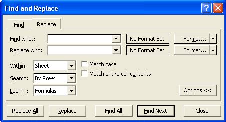 Using Find And Replace Microsoft Excel 2007