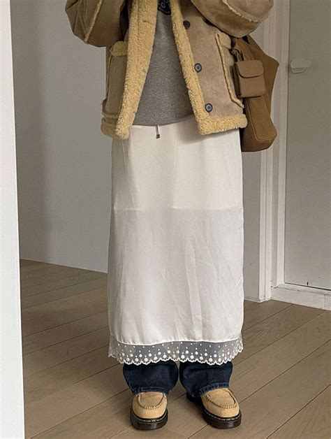 스프링콤마 ♡ 24시간 New 5 Sale ♡ 델라 새틴레이스롱스커트