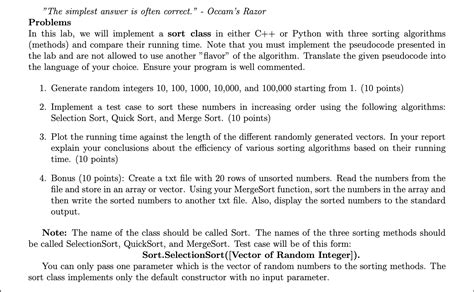 In This Lab We Will Implement A Sort Class In