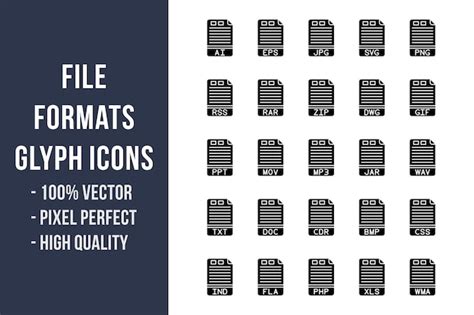 Premium Vector File Formats Glyph Icons