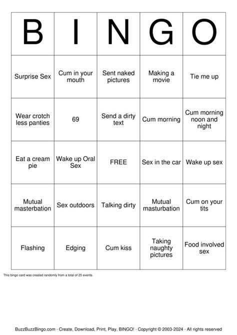 Sex Act Bingo Bingo Cards To Download Print And Customize