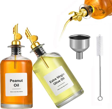 Leaflai Olive Oil Dispenser Set Glass Oil Bottles For