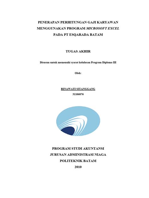 Penerapan Perhitungan Gaji Karyawan Excel Pdf Computing Business