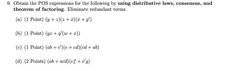 Solved 9 Obtain The POS Expressions For The Following By Chegg Com