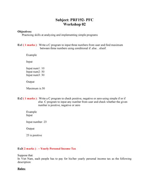 pfc workshop 02 workshop subject prf192 pfc workshop 02 objectives practicing skills at